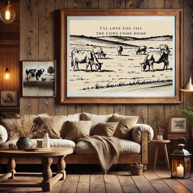 Rustic Cow Printable Wall Art - 'i'll Love You Till the Cows Come Home ...