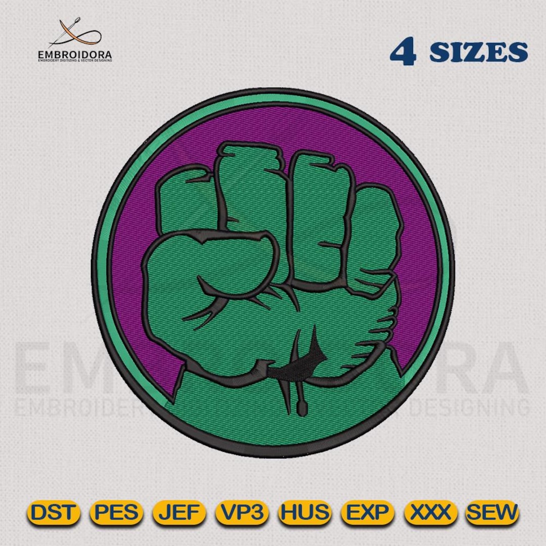Hulk Logo Machine Embroidery Design | Hulk Logo Patch EMB Digitizing ...