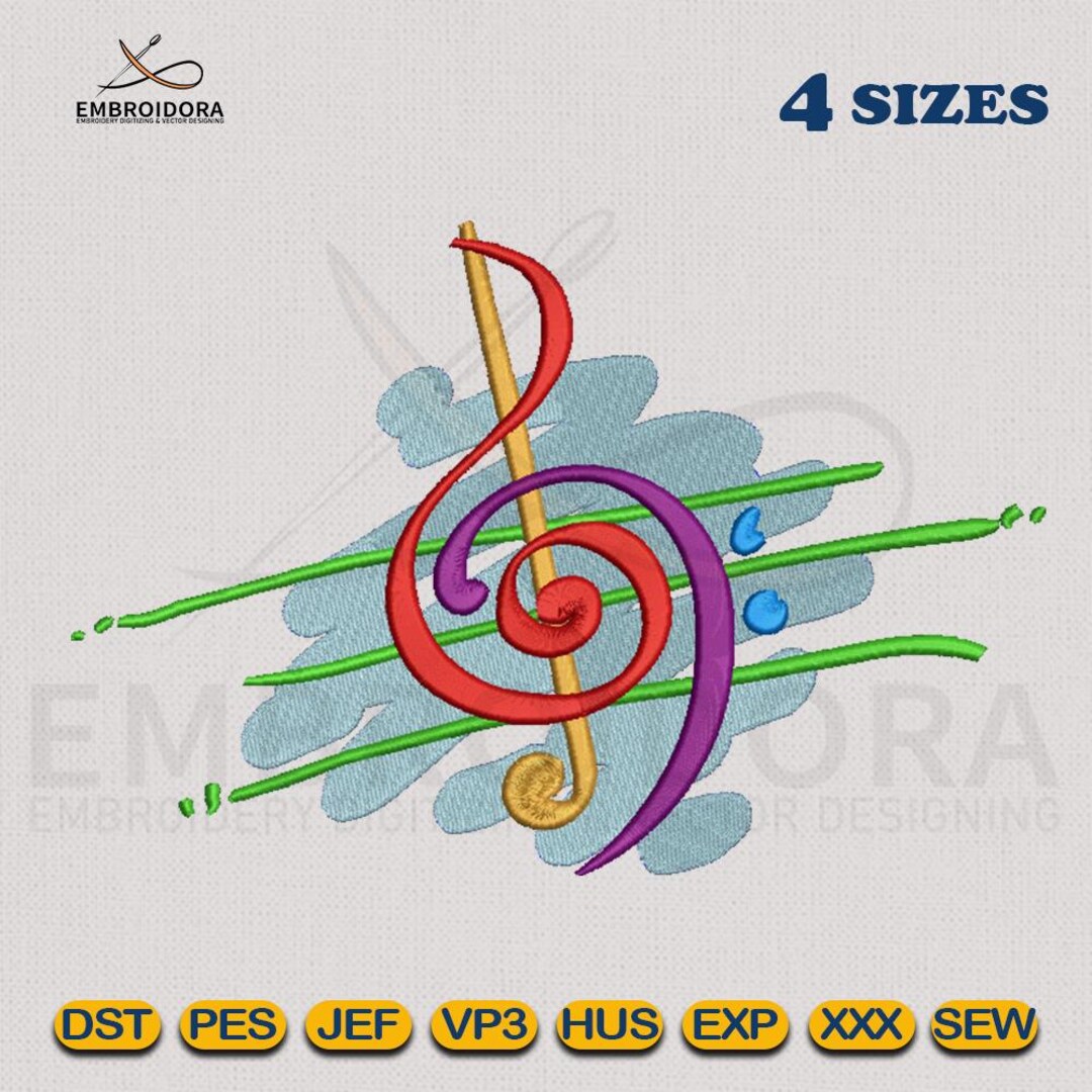 Musical Symbols Machine Embroidery Design: 4 Sizes (digital Download ...