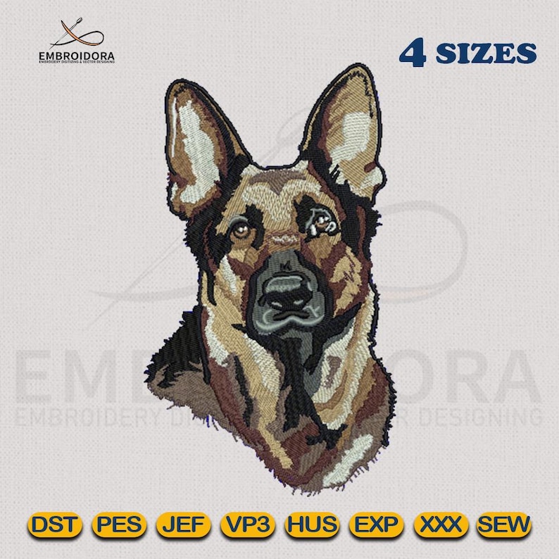 German Shepherd Dog Embroidery Design | German Shepherd Dog Bread EMB ...