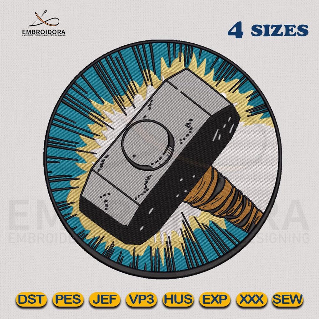 Thor's Hammer Logo Embroidery Design: 4 Sizes (instant Download) - Etsy