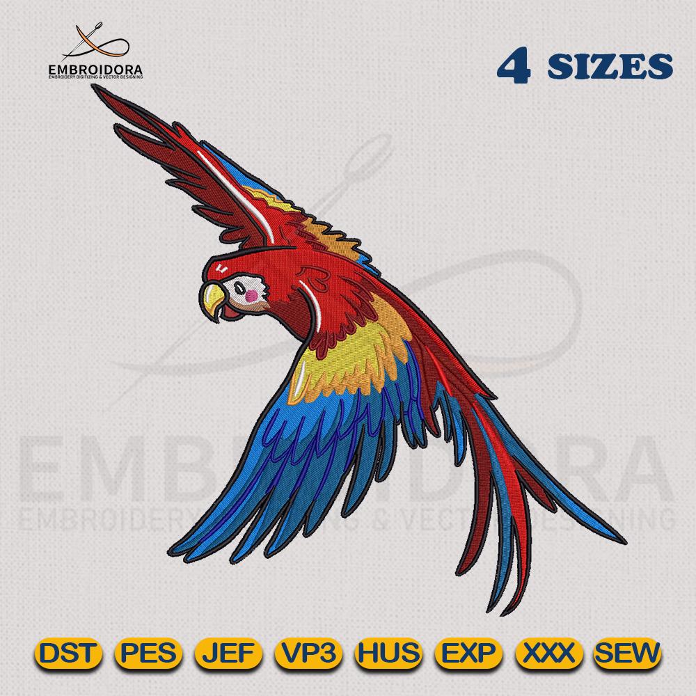 Flying Macaw Parrot Machine Embroidery Design | Macaw Parrot EMB ...