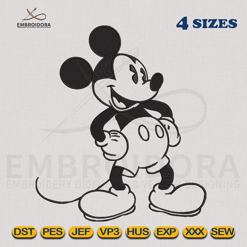 Mickey Mouse Outline Machine Embroidery Design | Mickey Mouse EMB ...