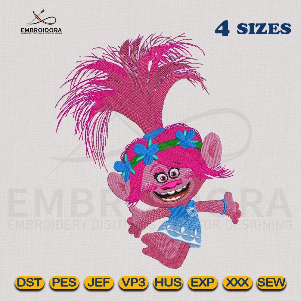Princess Poppy Trolls Embroidery Design: 4 Hoop Sizes (instant Download ...