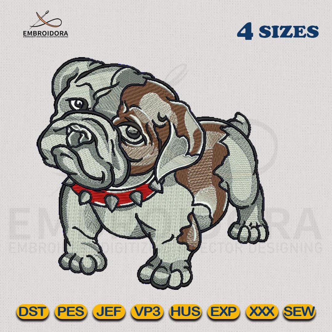 Cute Bulldog Machine Embroidery Design | Bulldog EMB Digitizing File ...