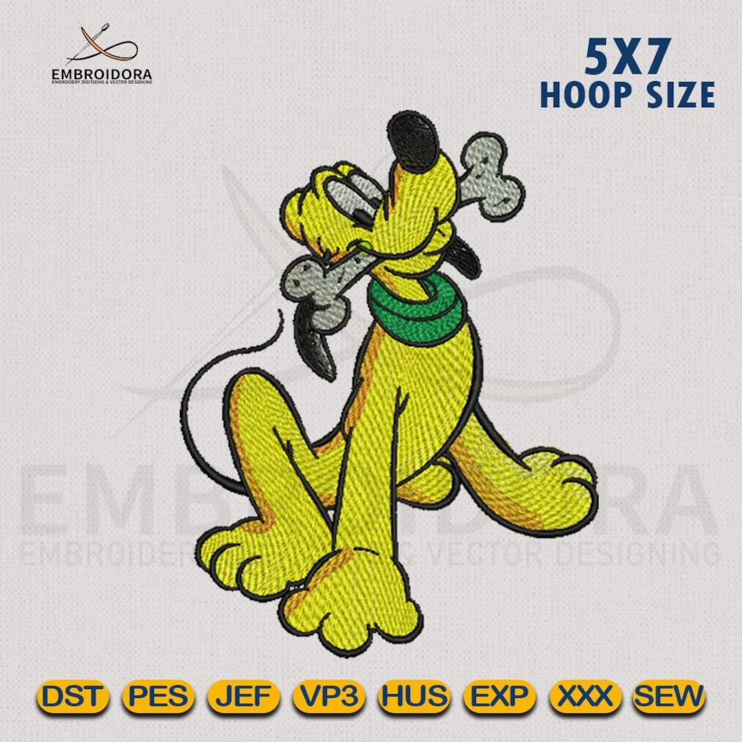 Pluto Dog Embroidery Design: Cartoon Pattern (5x7 Hoop) (instant ...