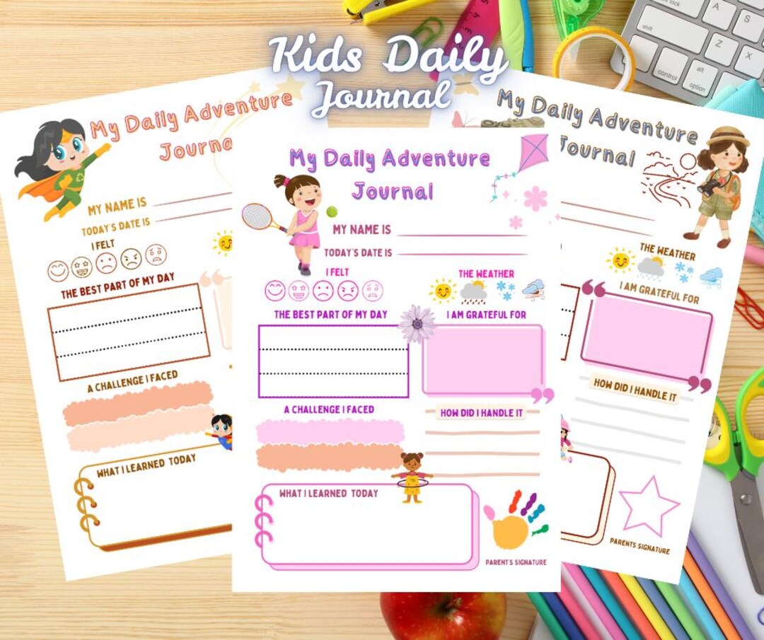 Kids Daily Journal, Printable Kids Journal, Diary for Children for ...