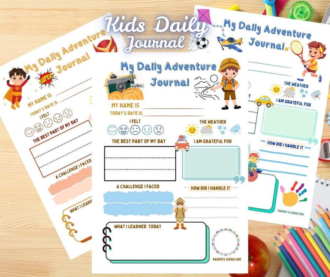 Kids Daily Journal, Printable Kids Journal, Diary for Children for ...