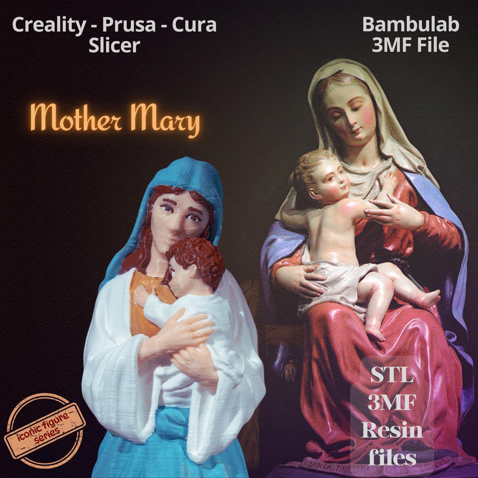 Mother Mary Statue 3D Print Files: High Detail Religious Decor (STL ...