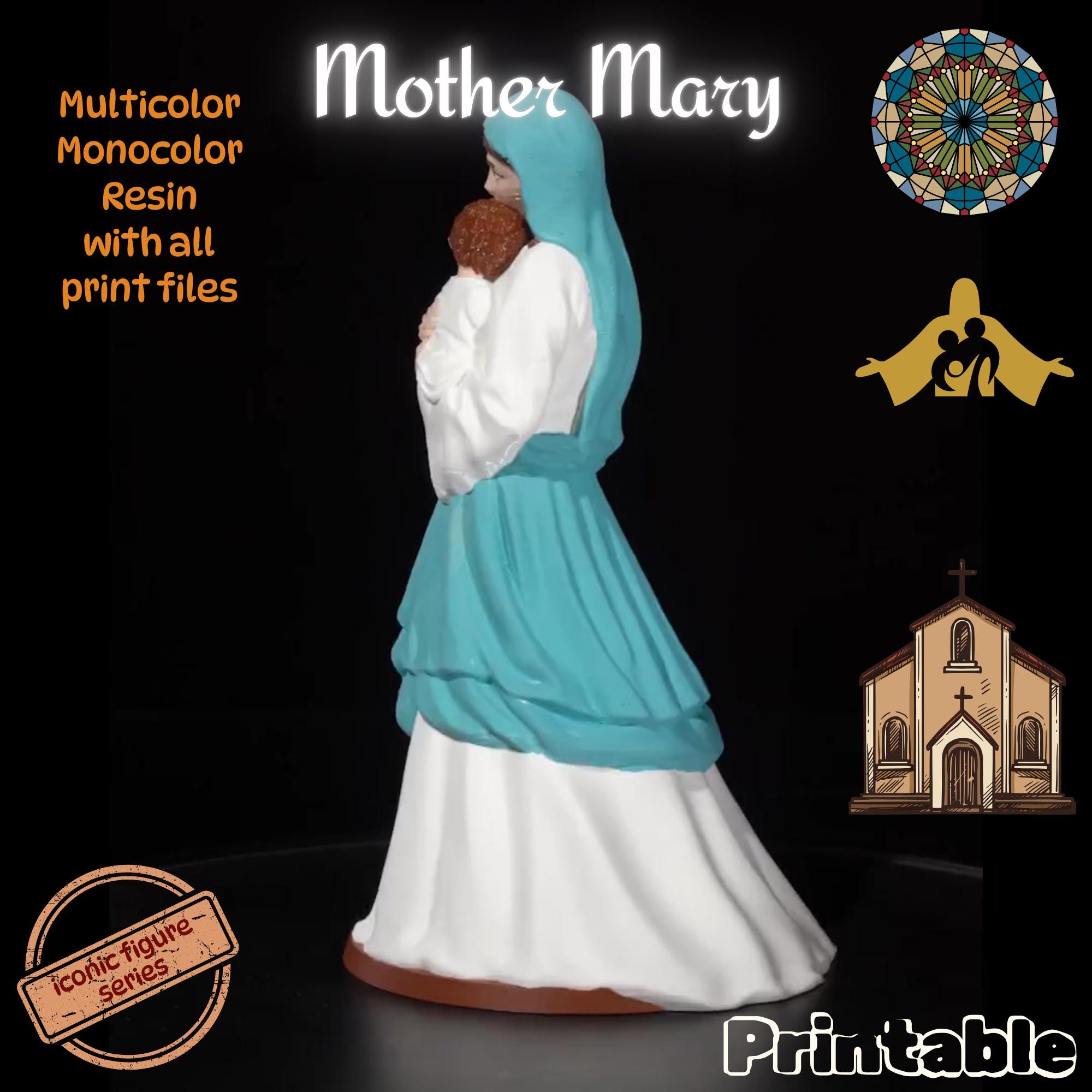 Mother Mary Statue 3D Print Files: High Detail Religious Decor (STL ...