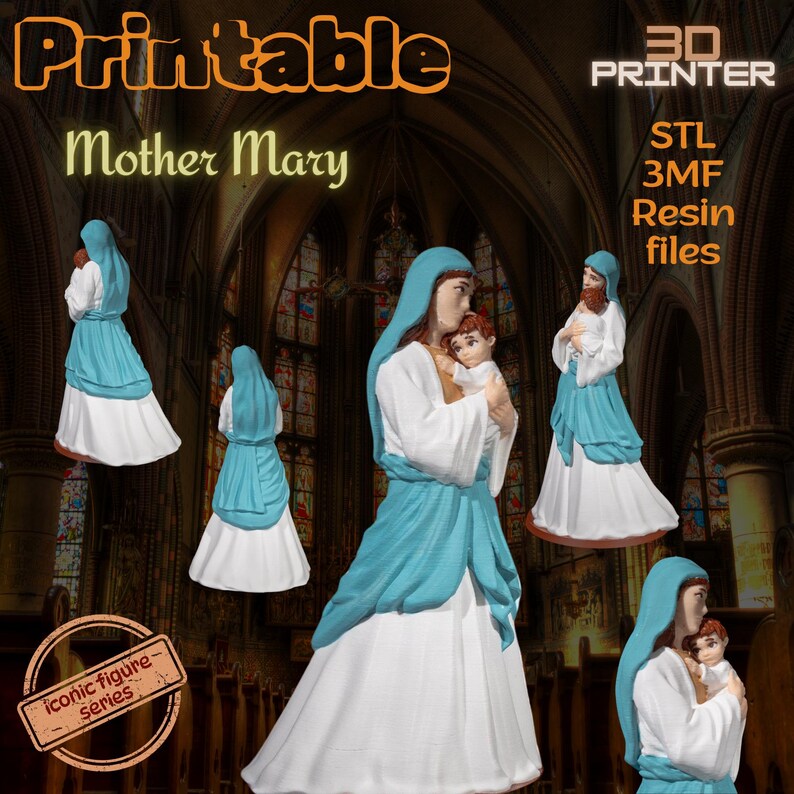 Mother Mary Statue 3D Print Files: High Detail Religious Decor (STL ...