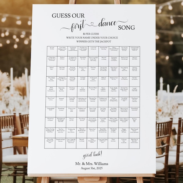 Wedding First Dance Sweepstake - Etsy UK