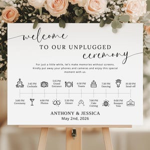 Unplugged Ceremony and Timeline Sign, Personalized Wedding Itinerary ...