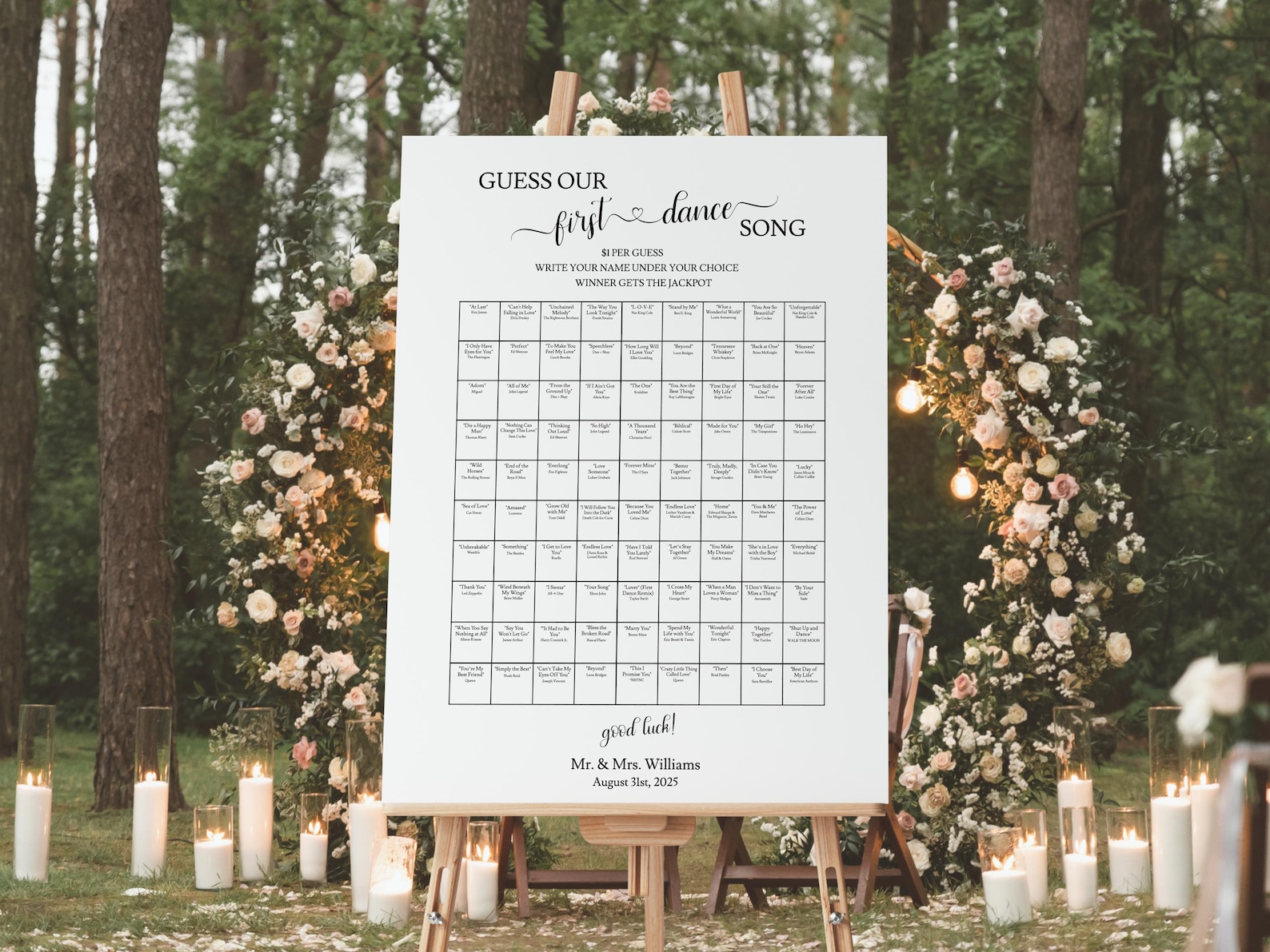Wedding First Dance Sweepstake, Personalized Reception Game, Fun ...