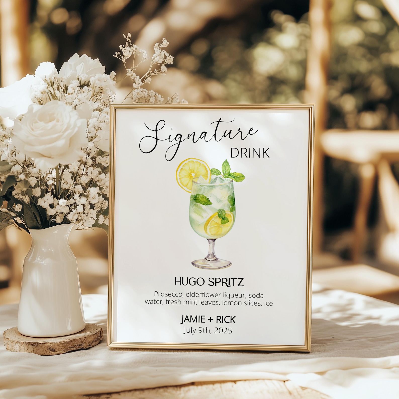 Hugo Spritz Drink Sign, Digital Download Cocktail Recipe Template for ...