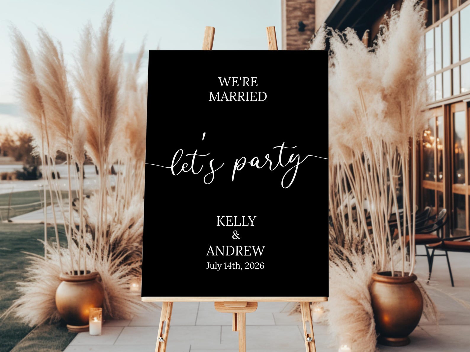 We're Married Let's Party Sign, Fun Wedding Welcome Sign, Editable ...