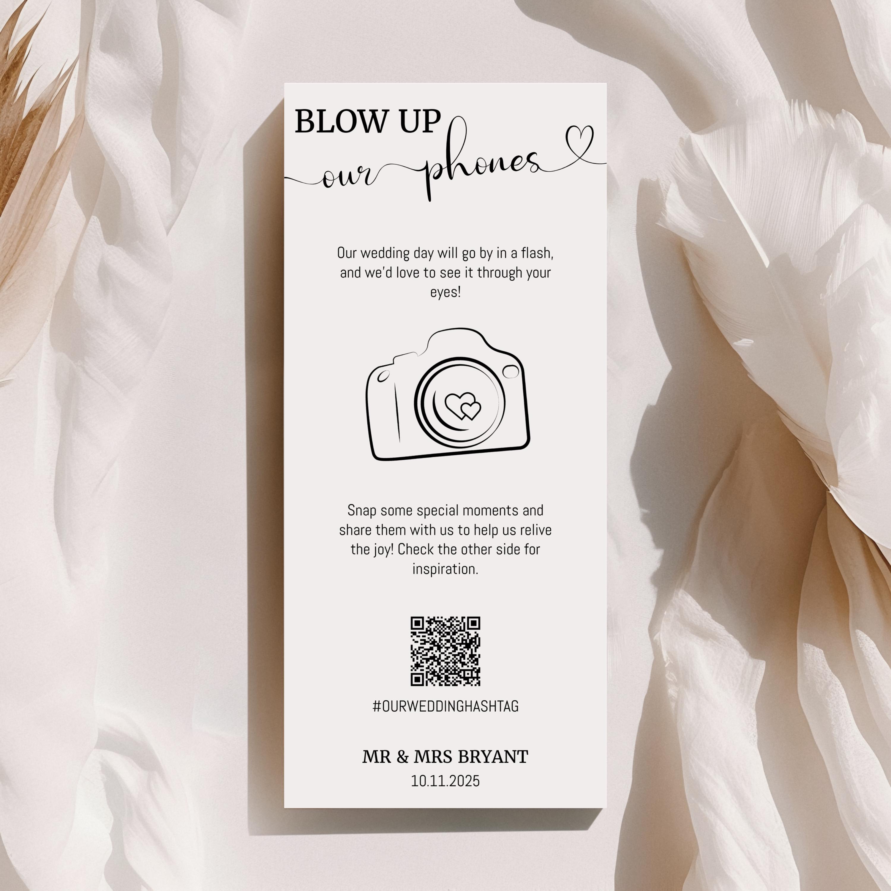 Blow up Phones Wedding Game - QR Code Photo Hunt - Interactive Wedding ...