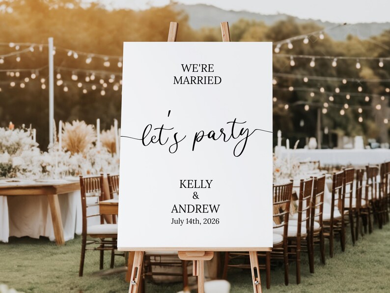 We're Married Let's Party Sign, Fun Wedding Welcome Sign, Editable ...