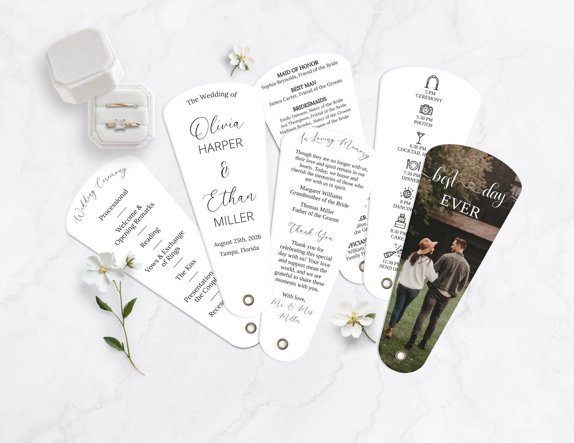 Wedding Program Petal Fan, Elegant Custom Printable Templates for DIY ...