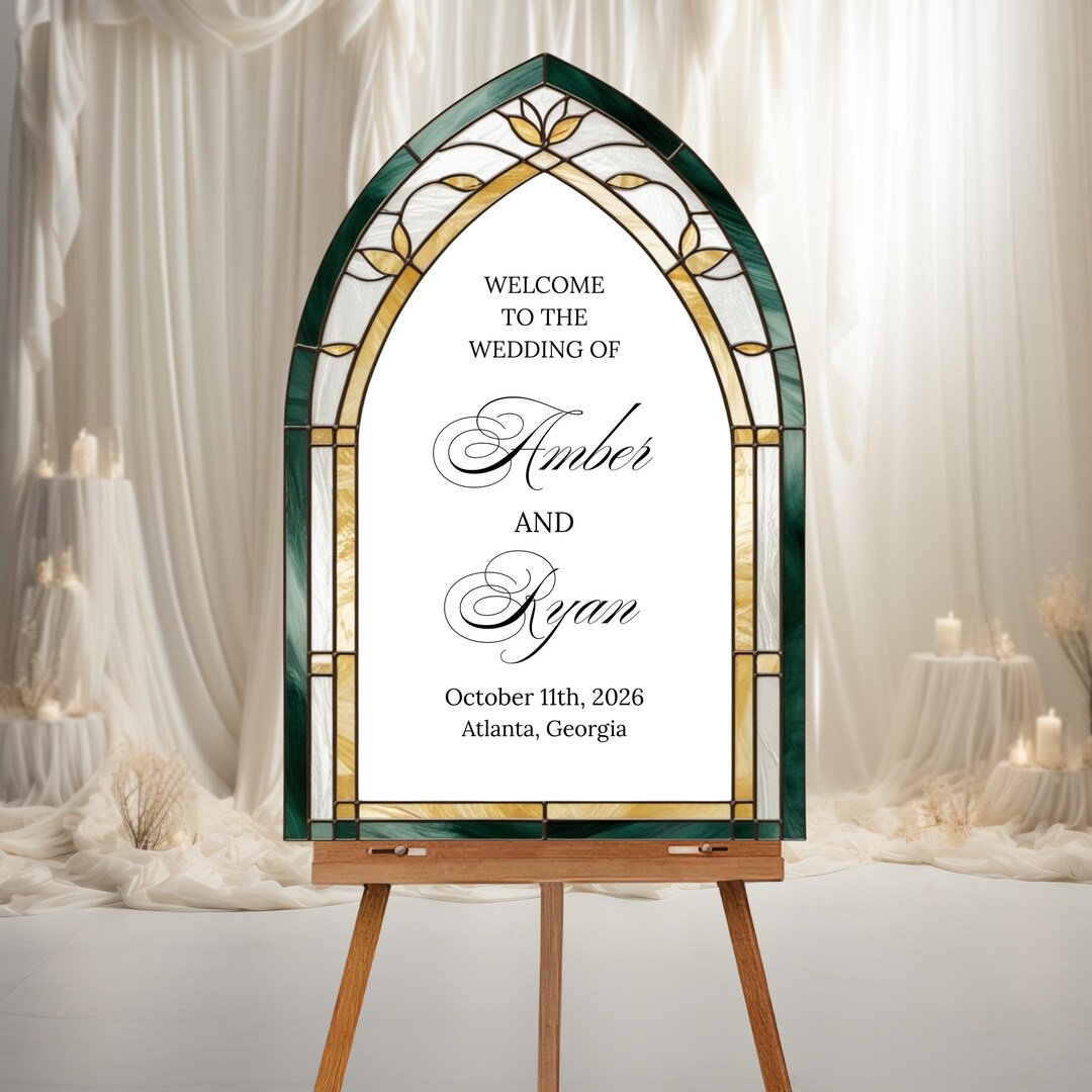 CUSTOM Stained Glass Sign, Wedding Welcome Sign, Wedding Entrance Decor ...