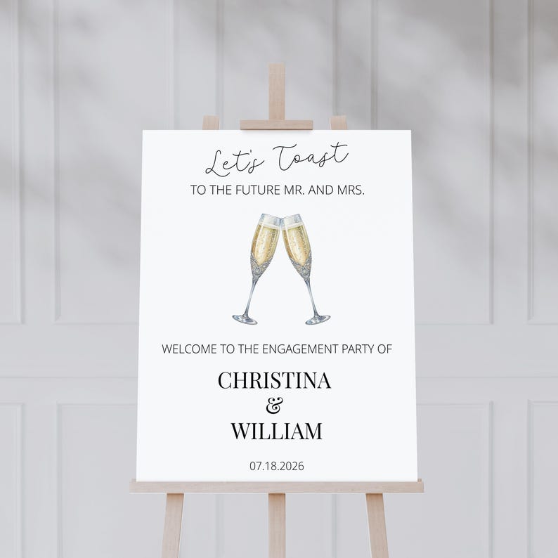 Let's Toast Engagement Party Welcome Sign, Customizable Printable ...