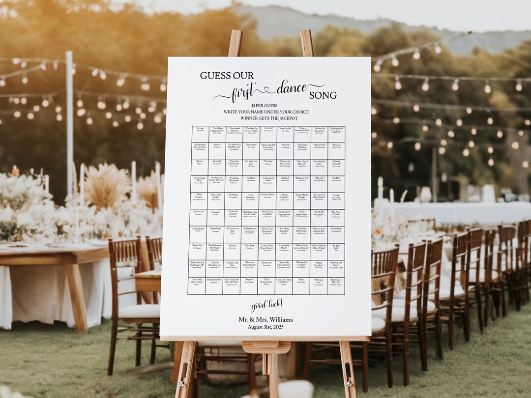 Wedding First Dance Sweepstake, Personalized Reception Game, Fun ...