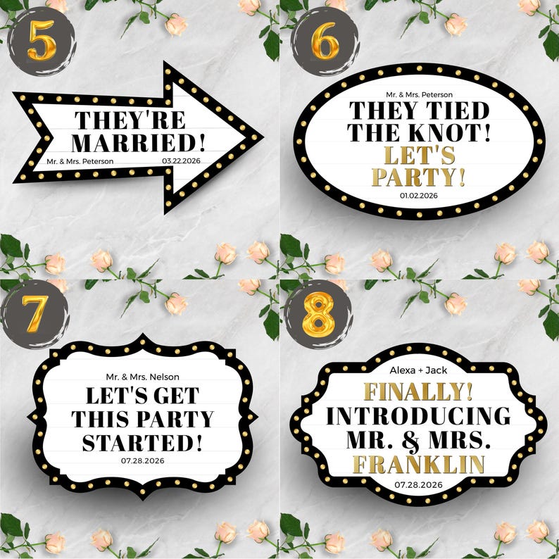 Wedding Bottle Service Sign Bundle of 6, Customizable Reception Sign ...