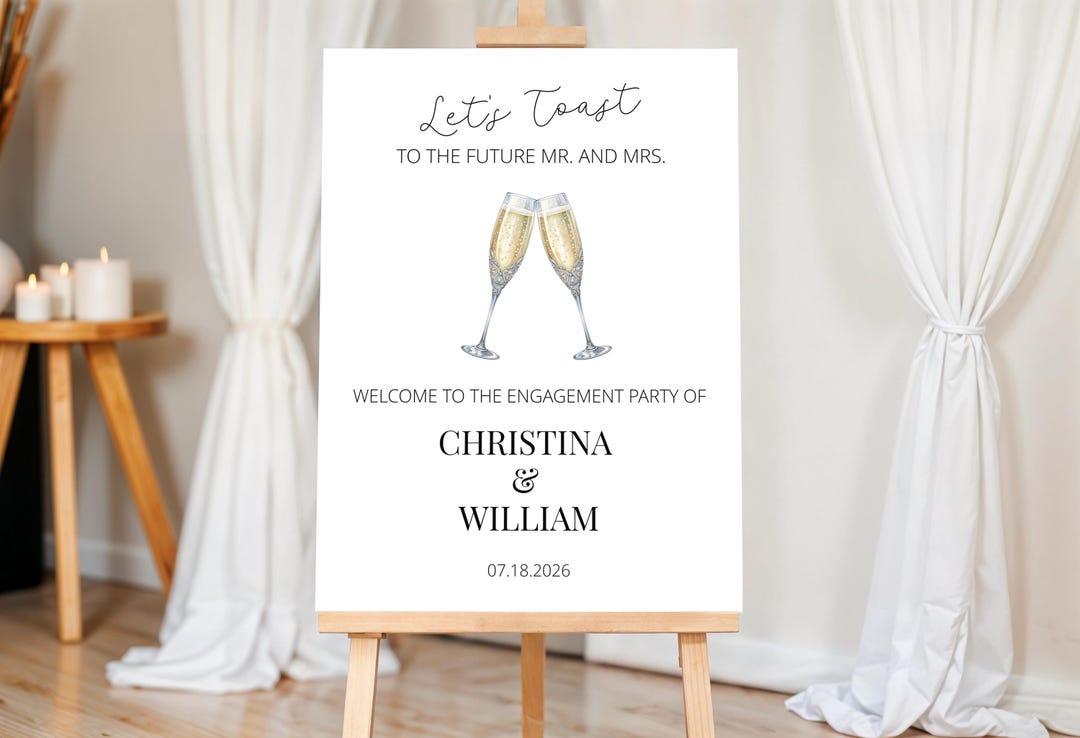 Let's Toast Engagement Party Welcome Sign, Customizable Printable ...