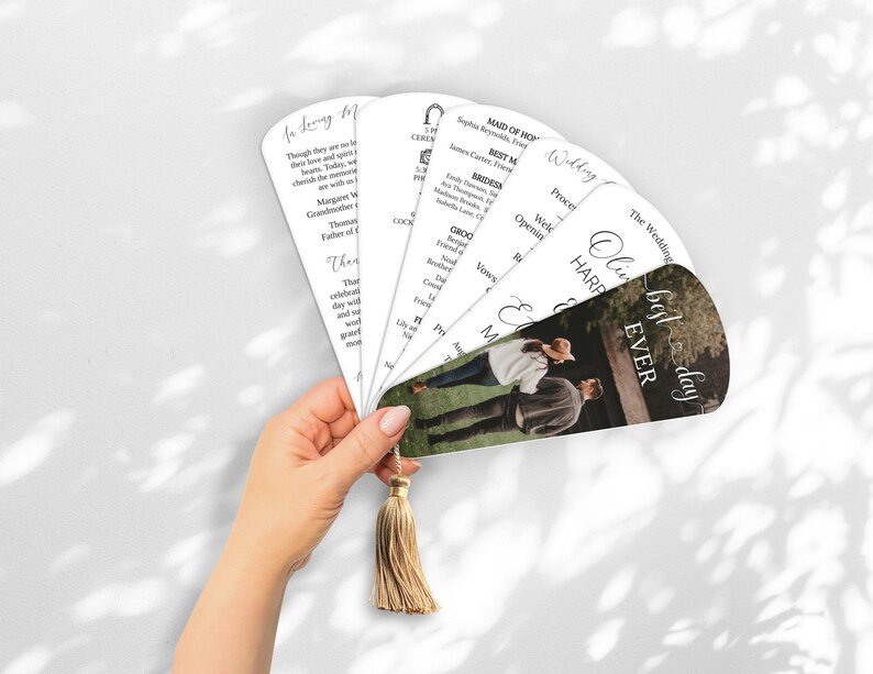 Wedding Program Petal Fan, Elegant Custom Printable Templates for DIY ...