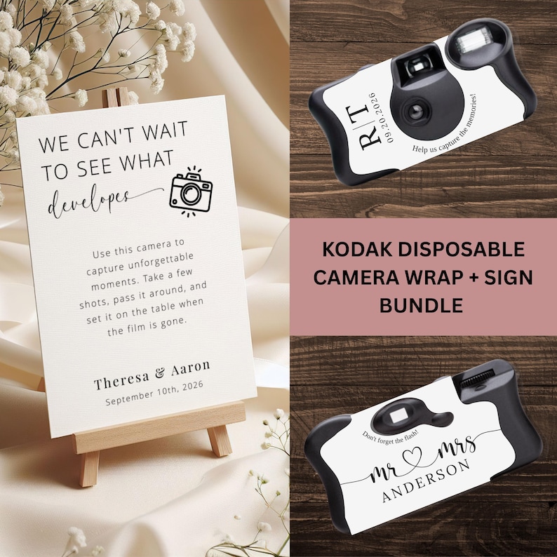 Custom Wrap for Disposable Camera Wedding With Sign, Fun Personalized ...