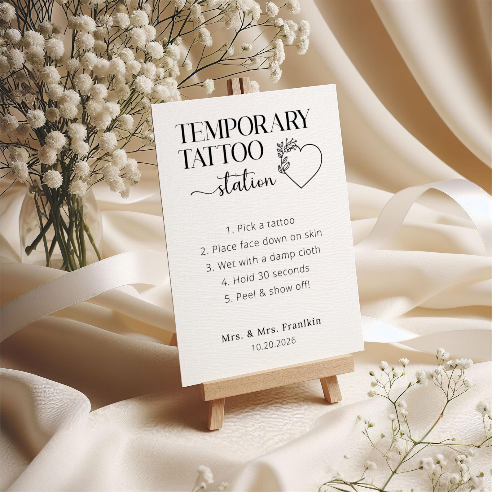 Temporary Tattoo Bar Sign Template, Customizable Wedding Tattoo Station ...