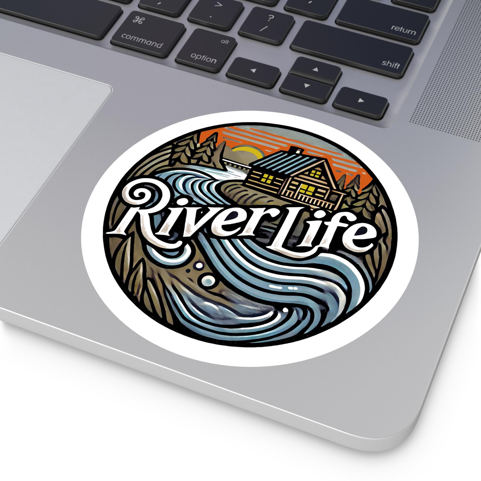 River Life Round Stickers, Indoordoor, Water-themed Decal, Outdoor ...