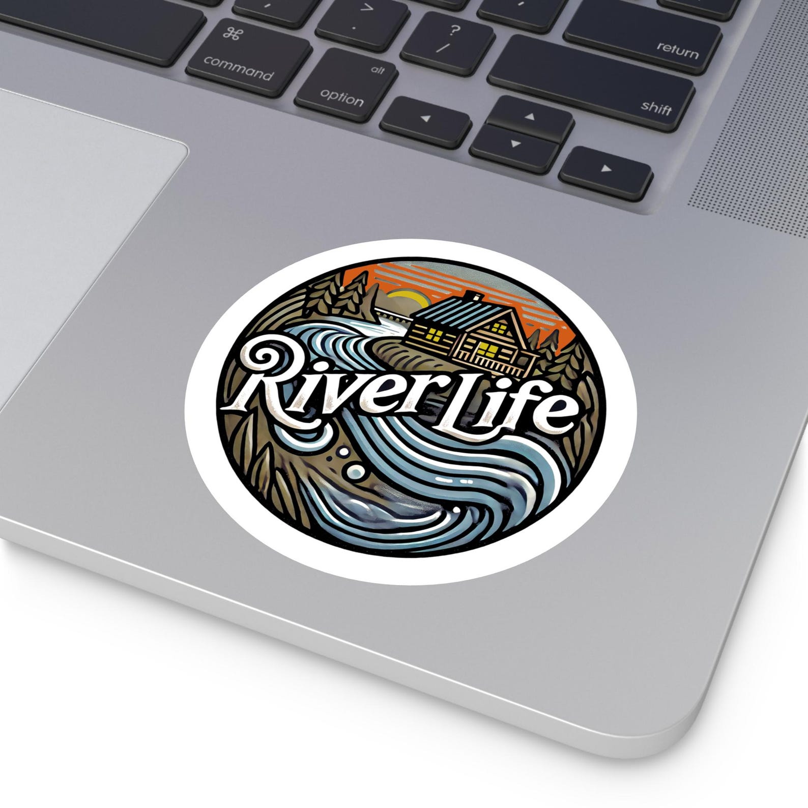 River Life Round Stickers, Indoordoor, Water-themed Decal, Outdoor ...