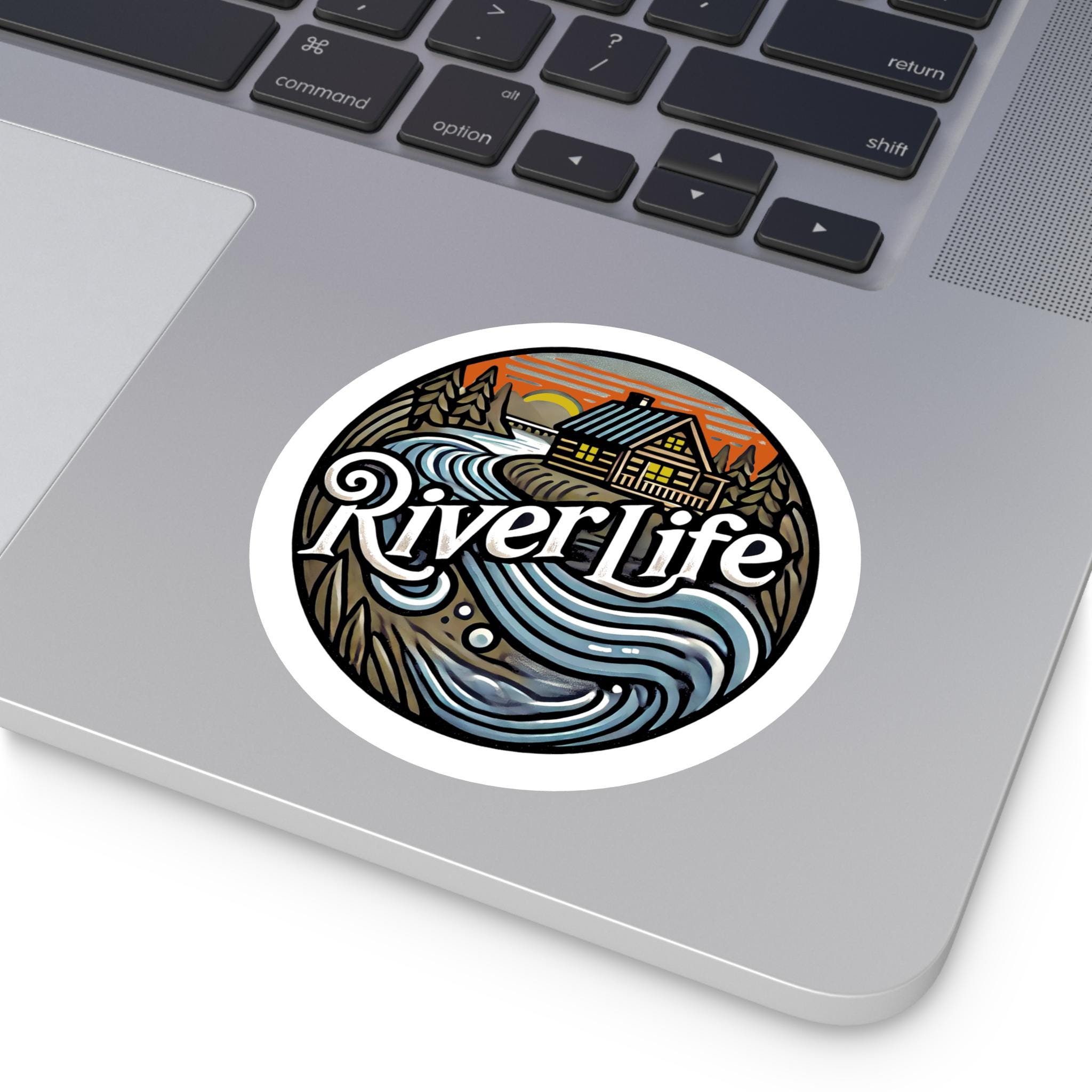 River Life Round Stickers, Indoordoor, Water-themed Decal, Outdoor ...