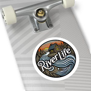River Life Round Stickers, Indoordoor, Water-themed Decal, Outdoor ...