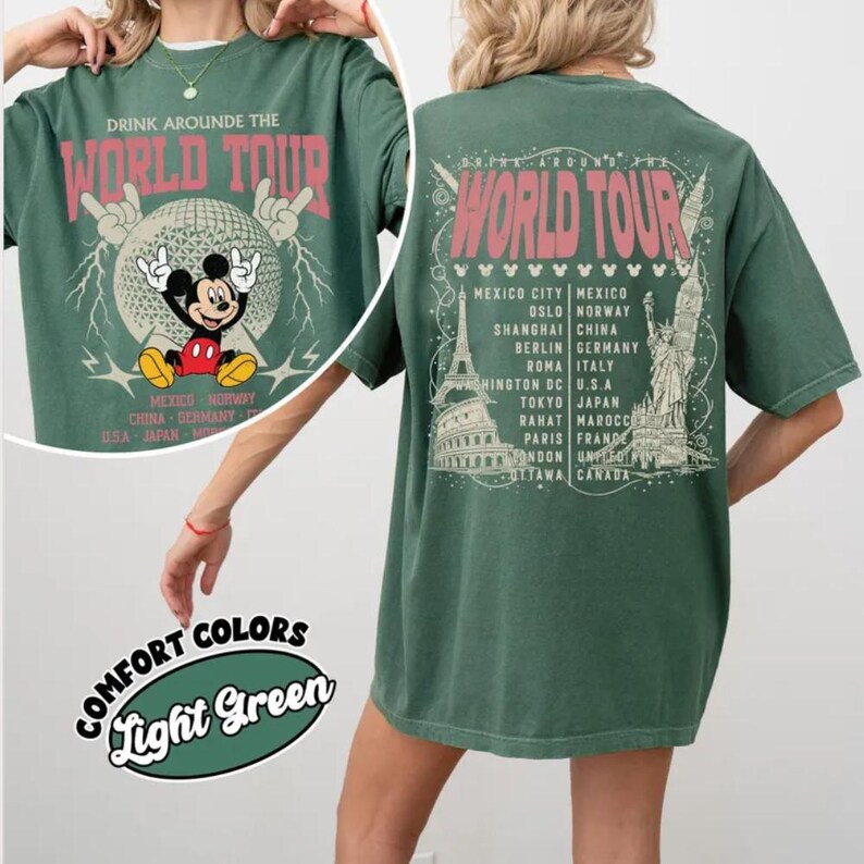 Two-sided Retro Epcot World Tour T-shirt, Mickey Mouse Tee, Epcot Drink ...