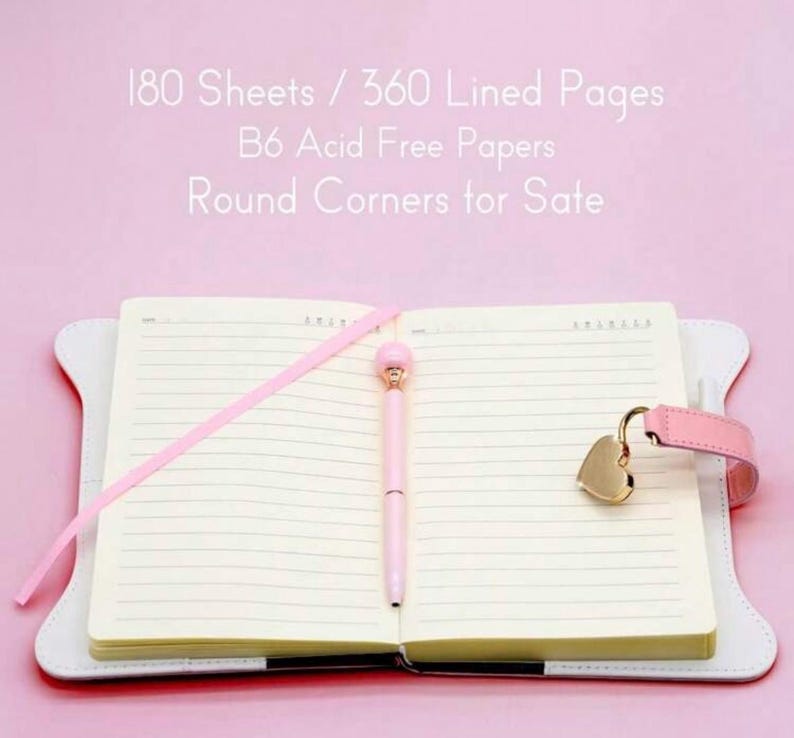 Girls Diary With Lock and Key: Gold Edge B6 Refillable Journal - Etsy