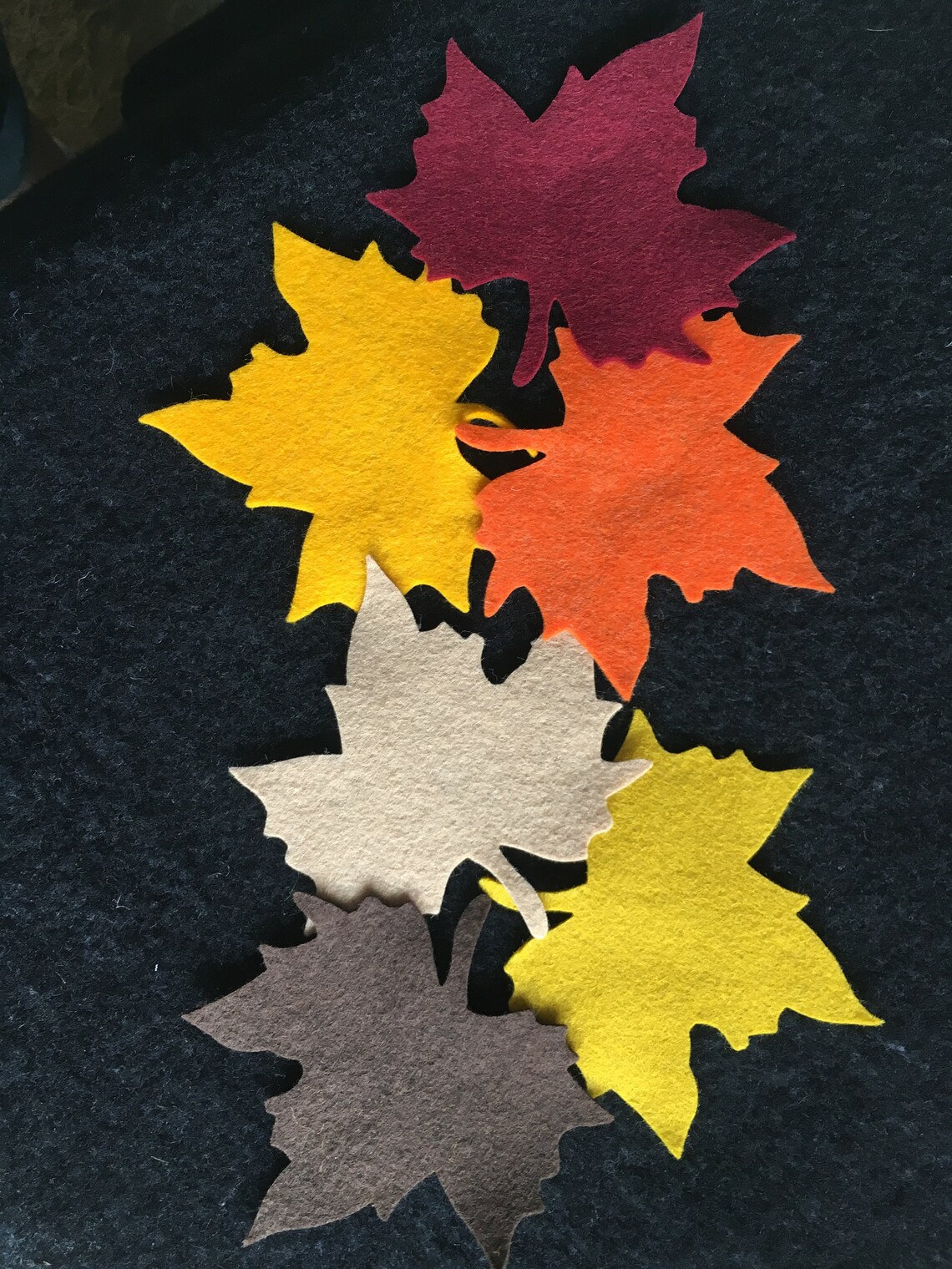 Wool Felt Leaves-maple Leaf Decorations-applique-penny Rug-primitive ...