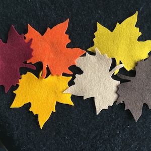 Wool Felt Leaves-maple Leaf Decorations-applique-penny Rug-primitive ...