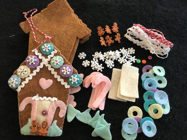 DIY Felt Gingerbread House Ornament Kit: Christmas Holiday Craft - Etsy