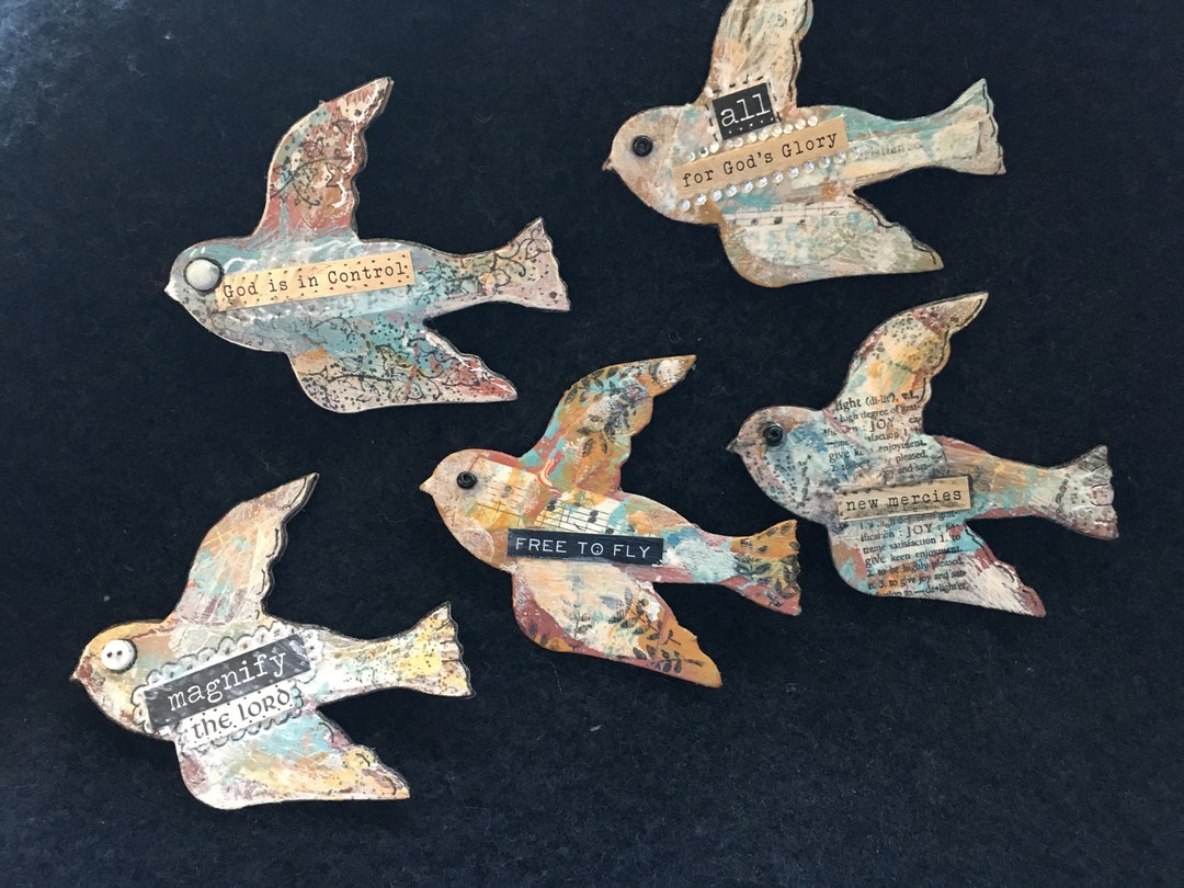 Handmade Bird Magnets-art Collage Bird-bird Decor-christian Women Gifts ...