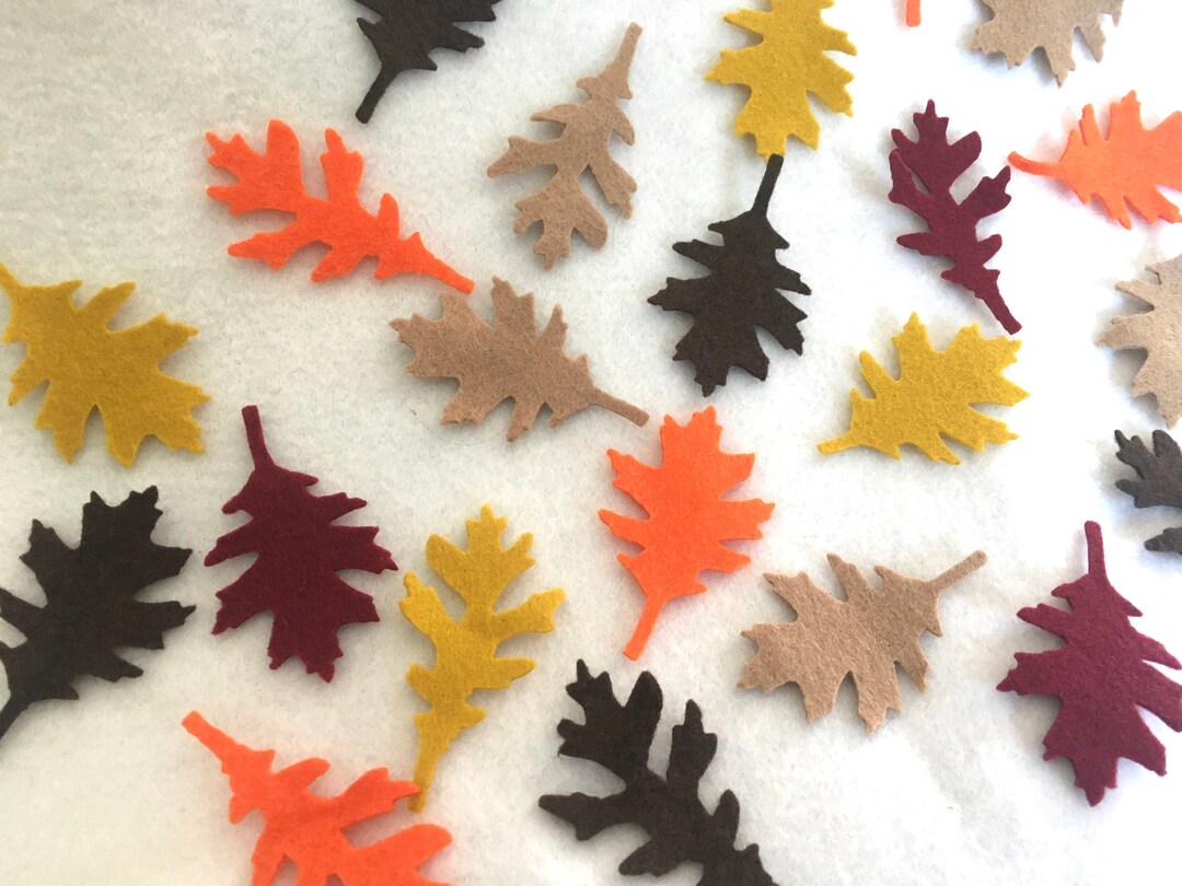 Mini Wool Felt Fall Leaves-oak Leaf Decoration-applique-penny Rug ...