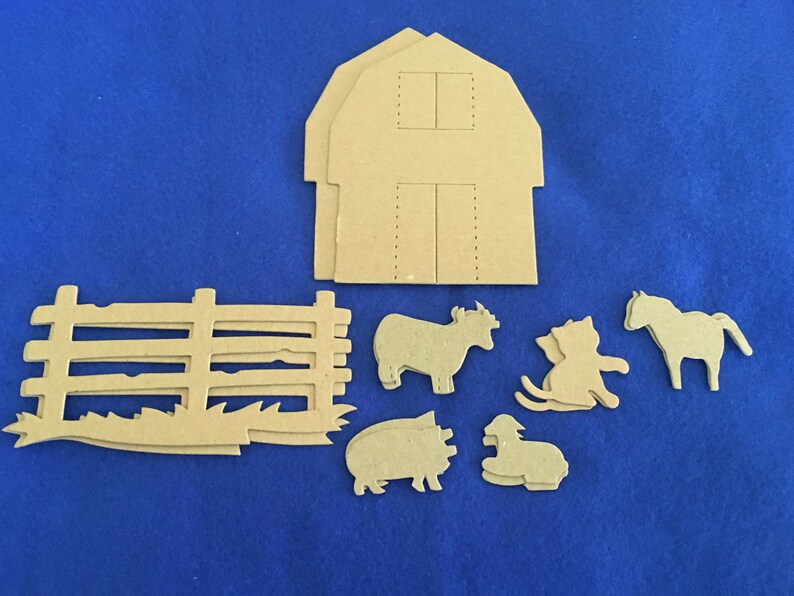Farm Yard Chipboard Cutouts-barn-farm Animals-die Cuts-party | Etsy
