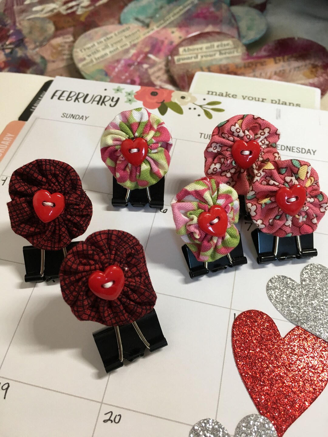 Heart Binder Paper Clip Bookmark-handmade Valentine Clip-document Faith ...