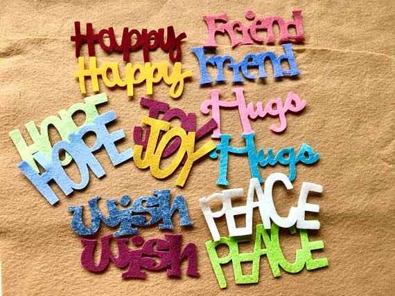 Wool Felt Words-applique-penny Rug Primitive Stitching - Etsy