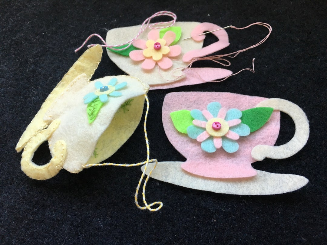 DIY Felt Tea Cup Ornament Kit-gift Card Holder-holiday Crafts-"make It ...