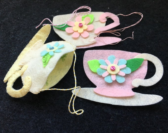 DIY Felt Tea Cup Ornament Kit-gift Card Holder-holiday Crafts-"make It ...