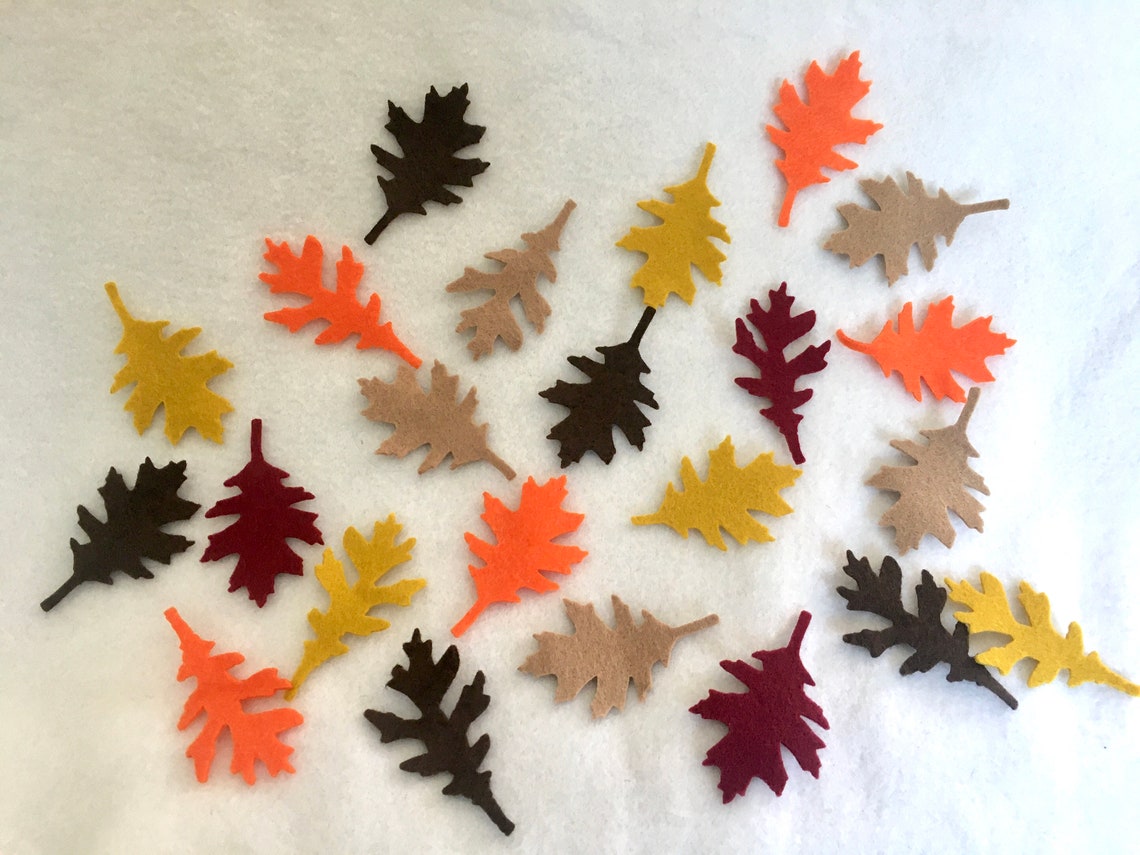 Mini Wool Felt Fall Leaves-oak Leaf Decoration-applique-penny | Etsy