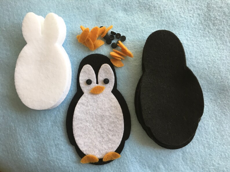 Felt Penguin Applique Kit: DIY Christmas Ornament Craft (no Sew) - Etsy