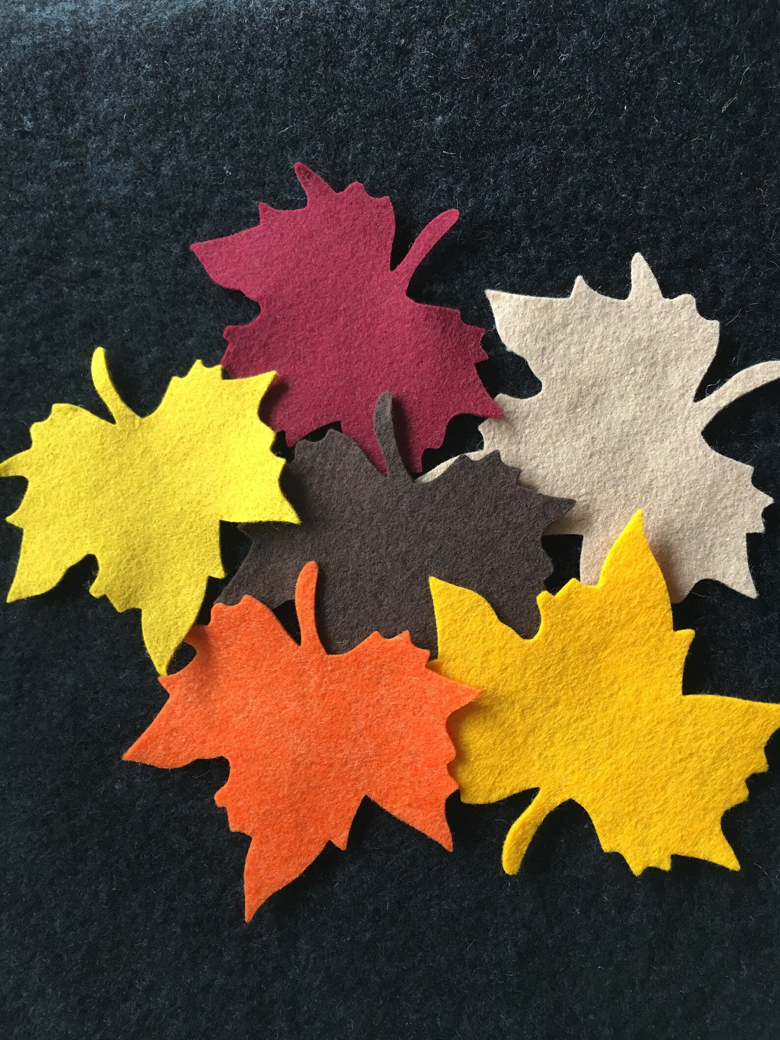 Wool Felt Leaves-maple Leaf Decorations-applique-penny Rug-primitive ...